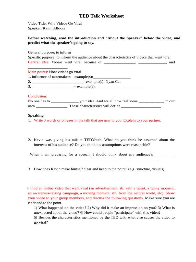 Why Videos Go Viral Worksheet2024 | PDF