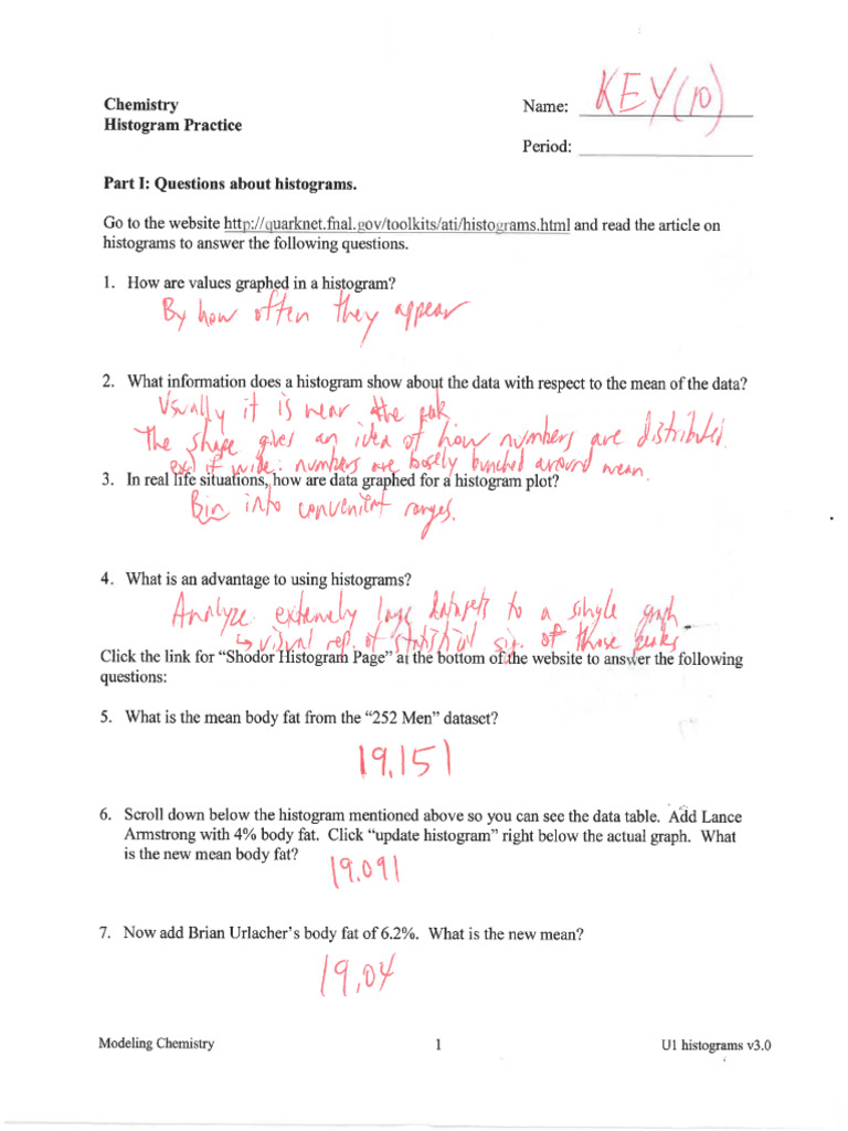 Histogram Practice Answer Key | PDF