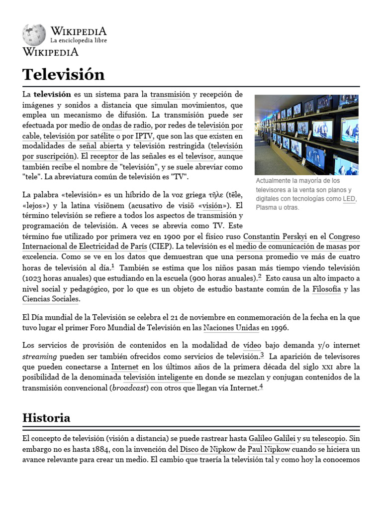 Historia y evolución de la televisión | PDF | Televisión | Formatos de ...