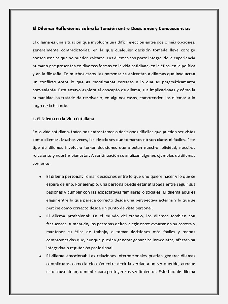 El Dilema | PDF | Moralidad | Utilitarismo