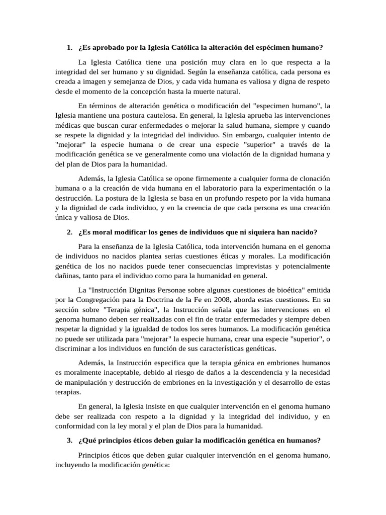 Alteración Del Espécimen Humano | PDF | Dignidad | Bioética