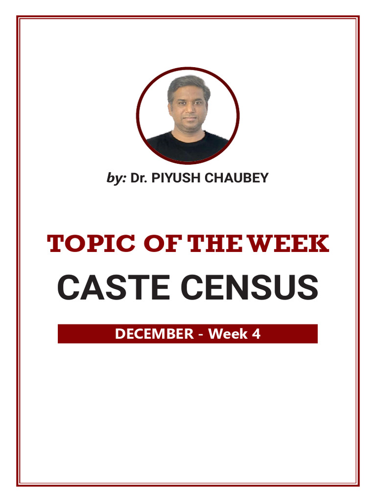 Topic of The Week: Caste Census | PDF | Caste | Census