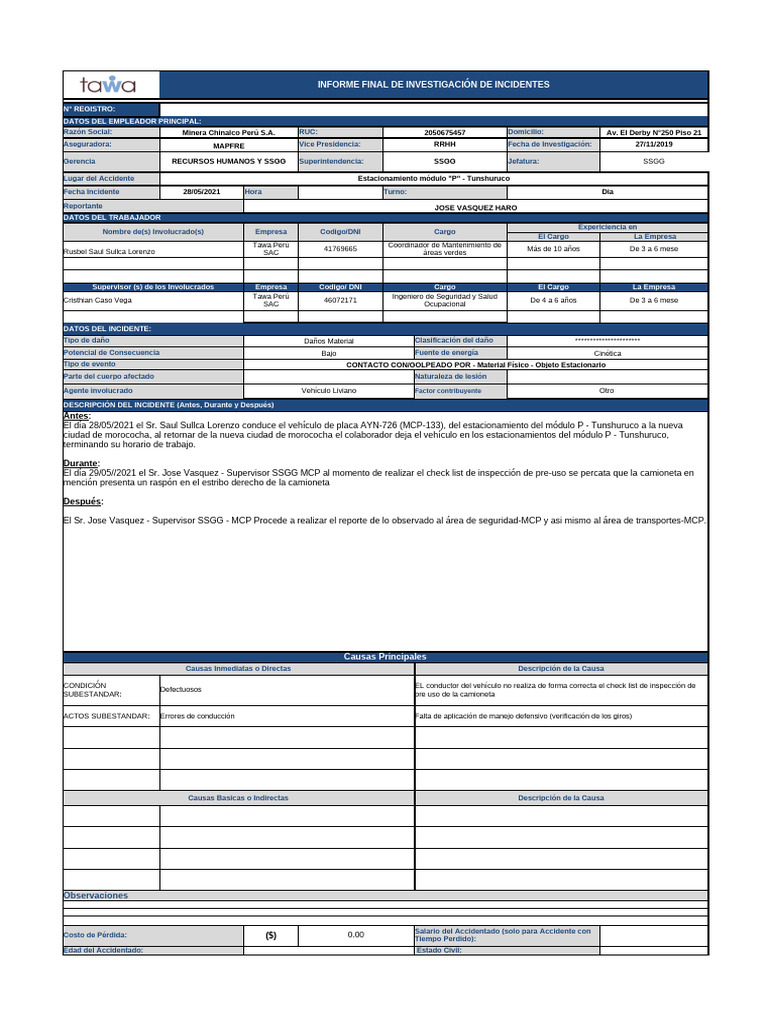 If 28.05.21 Im Menor Tawa Perú (RRHH y SSGG) | PDF | Evaluación