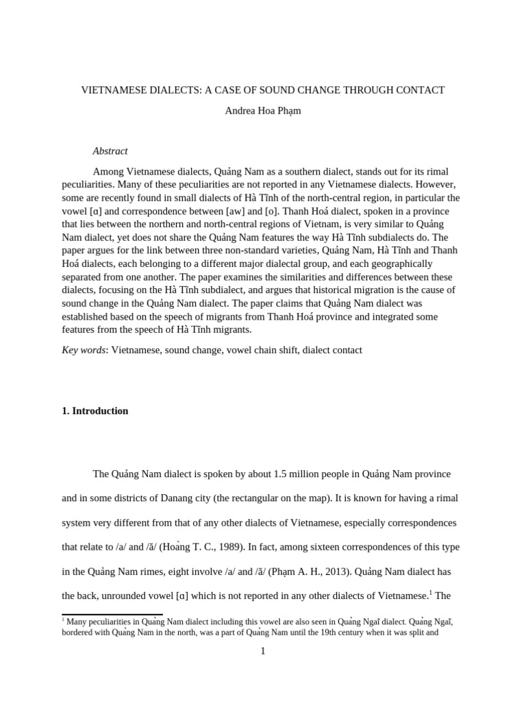 PHAM 2019 - Vietnamese Dialects and Sound Change Through Contact in ...
