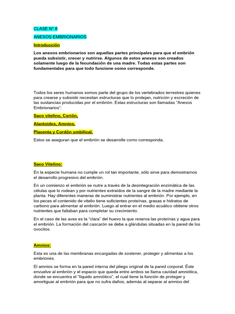 Clase N°8 | PDF | Placenta | Anatomía