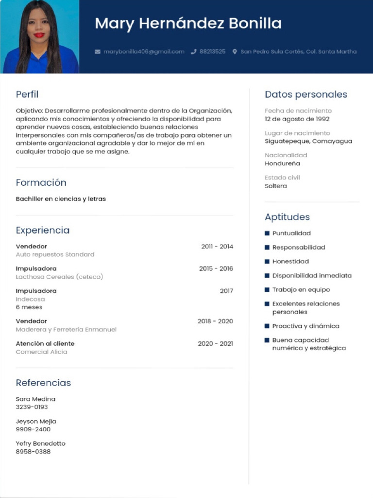 Curriculum Vitae Mary | PDF