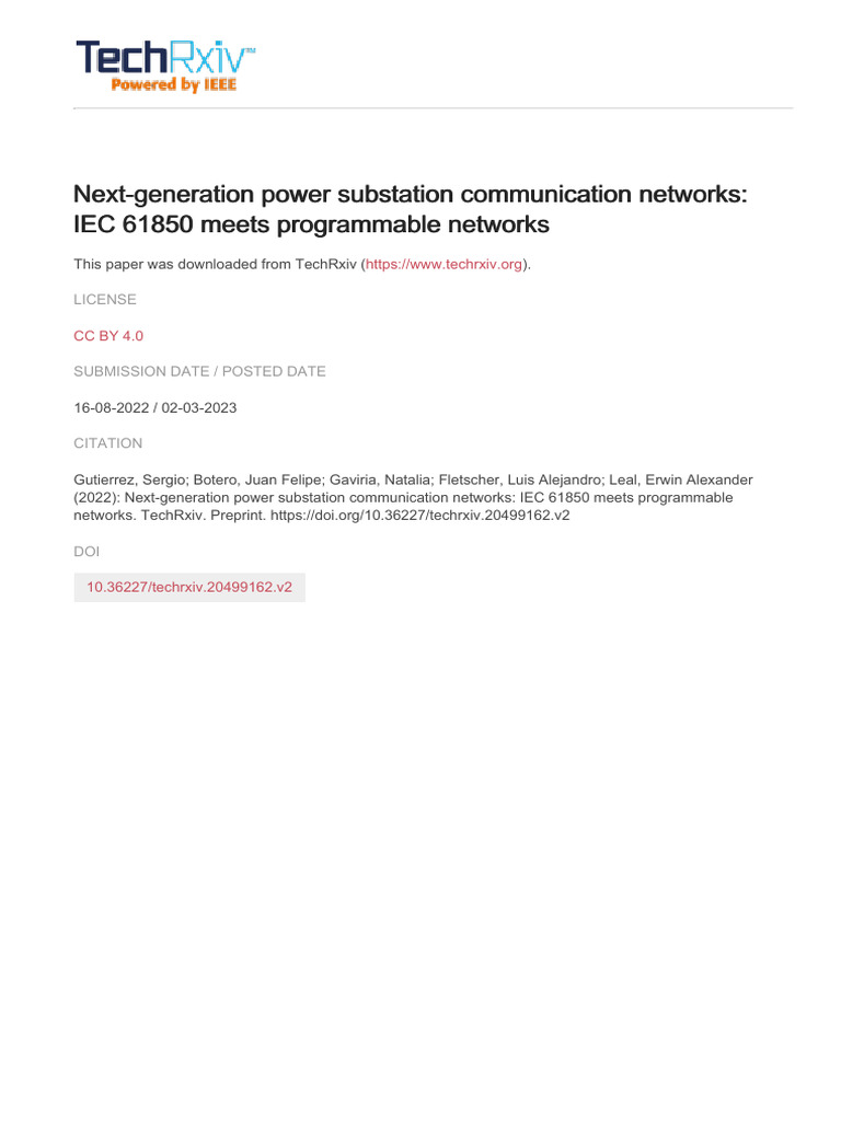 Next-Generation Power Substation Communication Net | PDF | Computer Network | Quality Of Service