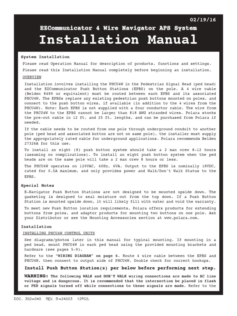 Polara EZ Comm 4 Wire APS System Installation Manual 1 | PDF | Screw ...
