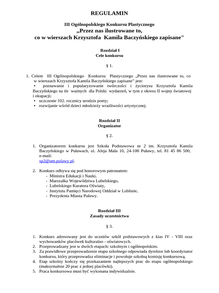 Konkurs KKBaczyński | PDF