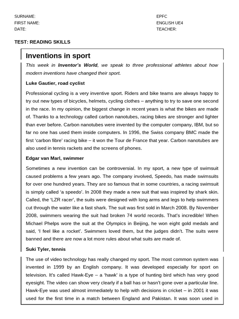 Test Reading Inventions 2023 | PDF