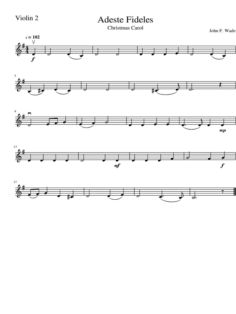 Adeste Fideles Violin Sheet Music | PDF