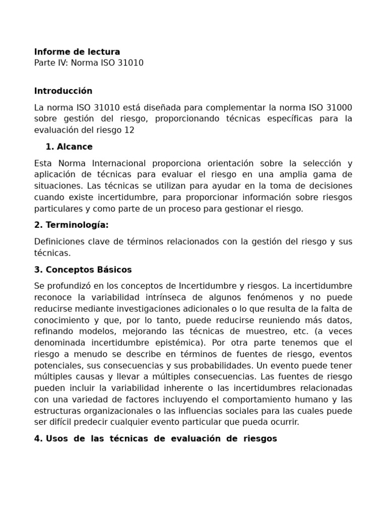 Iso 31010 | PDF | Evaluación | Incertidumbre