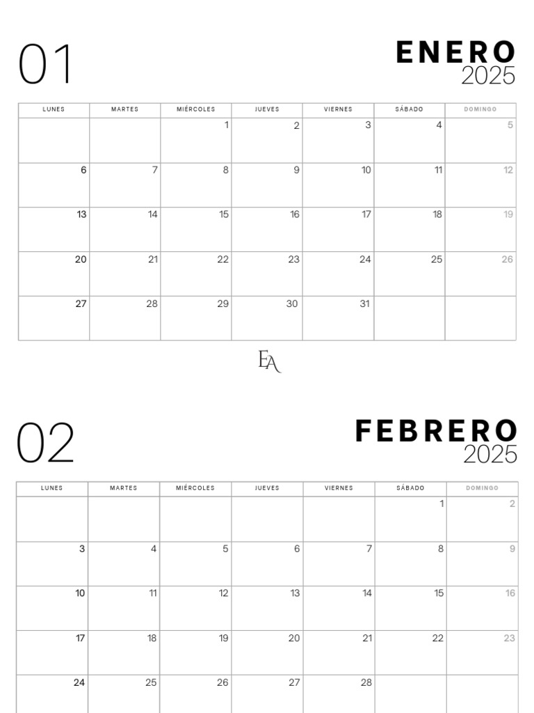 Calendario 2025 Horizontal | PDF