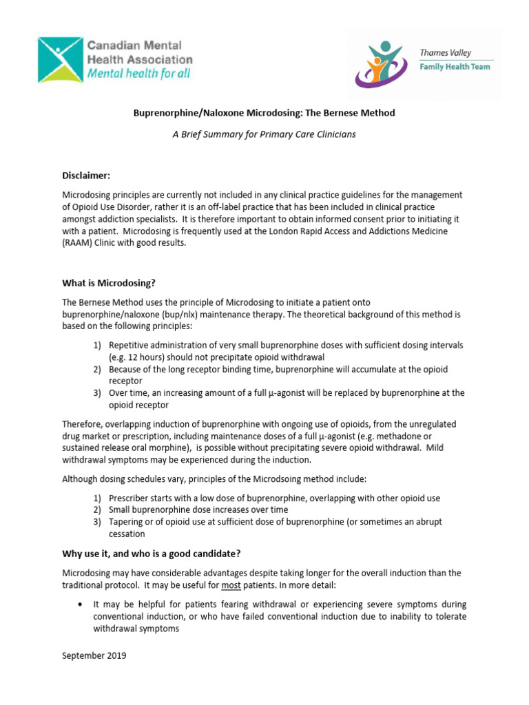 Buprenorphine Microdosing for Clinicians | PDF | Addiction | Opioid Use ...