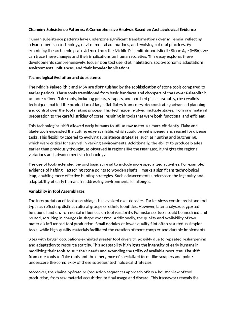 changing subsistence patterns | PDF | Hunting | Paleolithic
