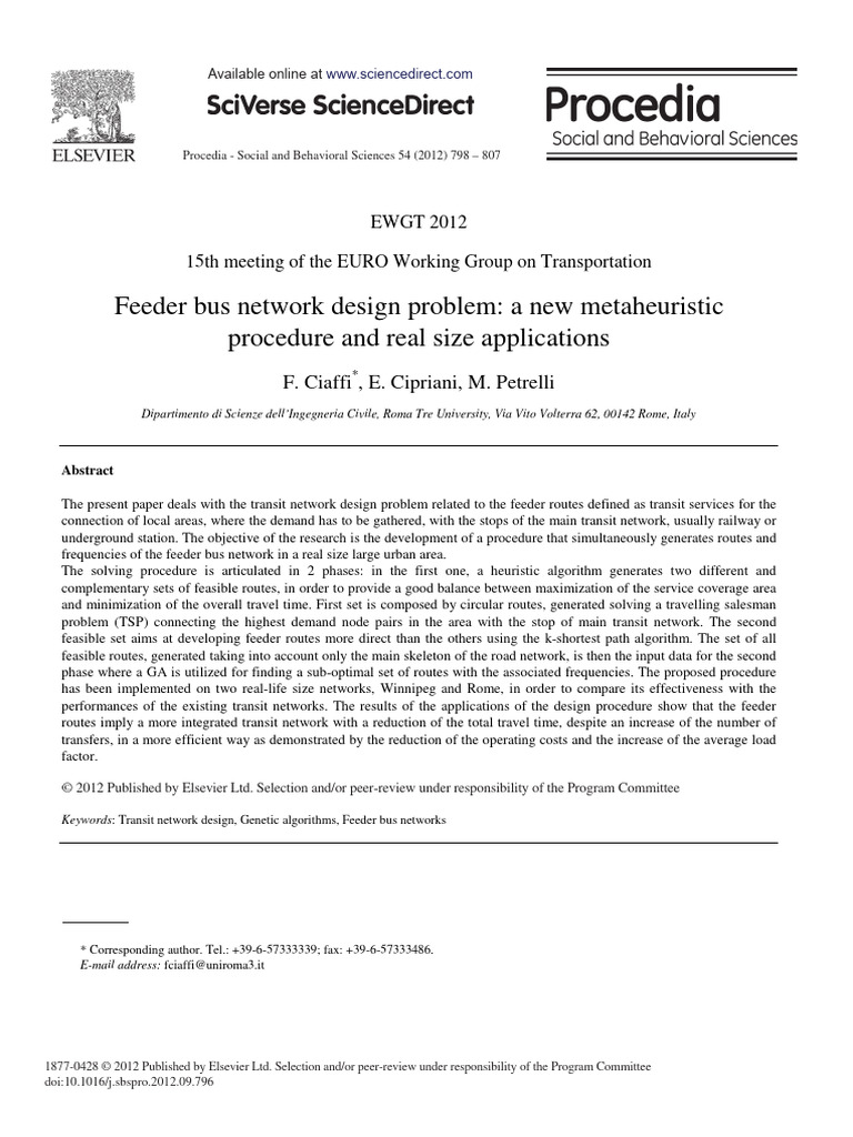 Feeder Bus Network Design Problem A New | PDF | Mathematical Optimization | Genetic Algorithm