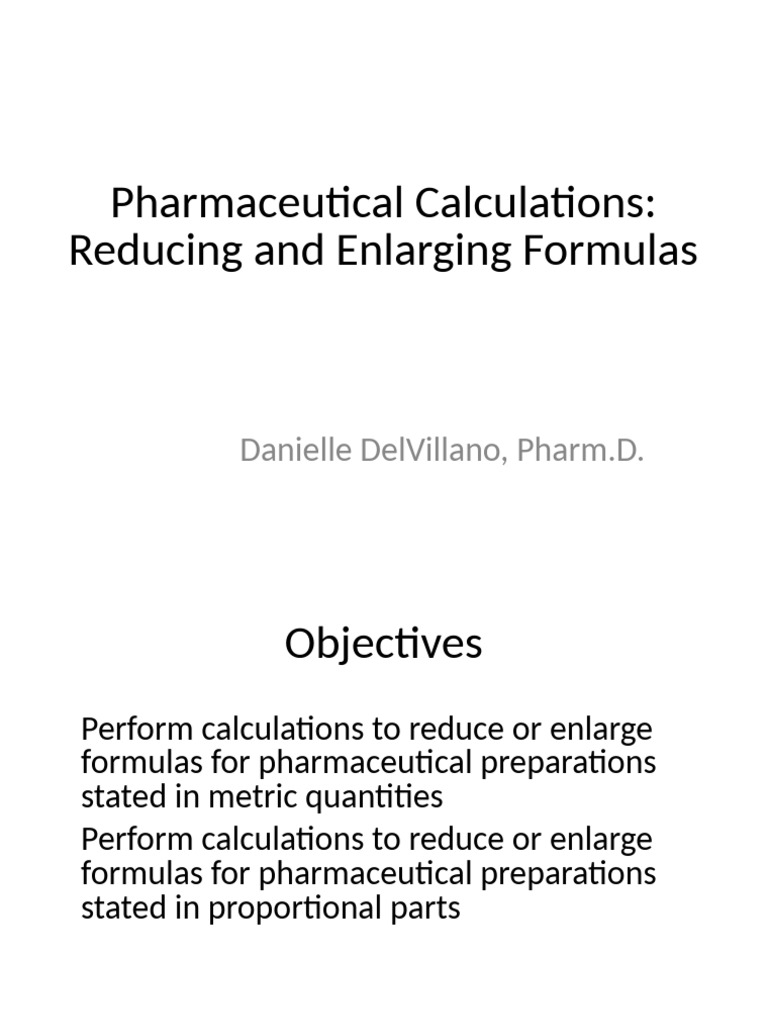 Pharmaceutical Formula Calculation Guide | PDF | Zinc | Chemical Substances