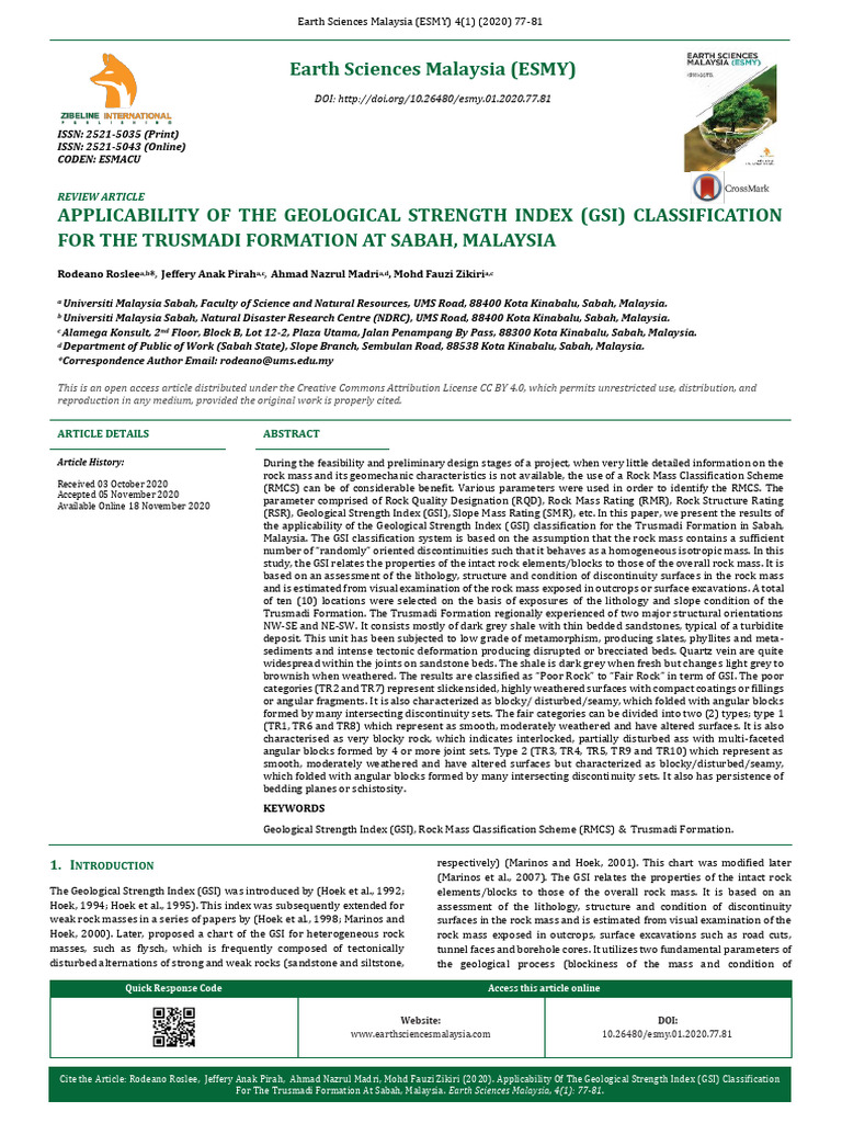 Applicability of The Geological Strength Index Gsi | PDF | Sandstone ...