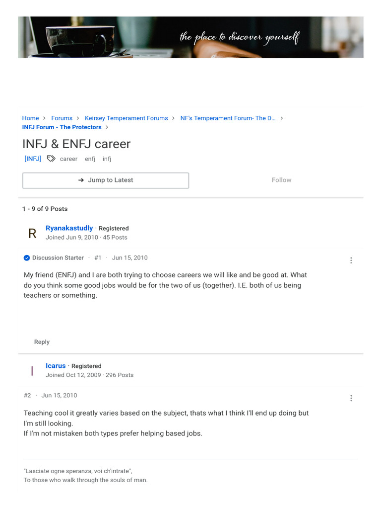 [INFJ] - INFJ & ENFJ career _ Personality Cafe | PDF