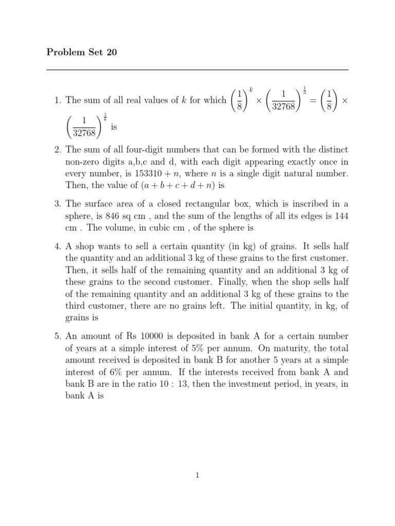 Problem Set 20 | PDF