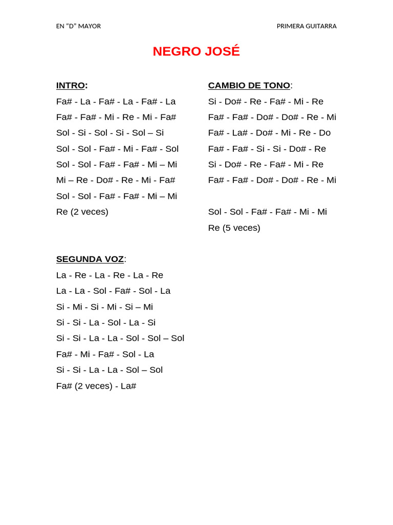 Negro José Segunda Guitarra | PDF