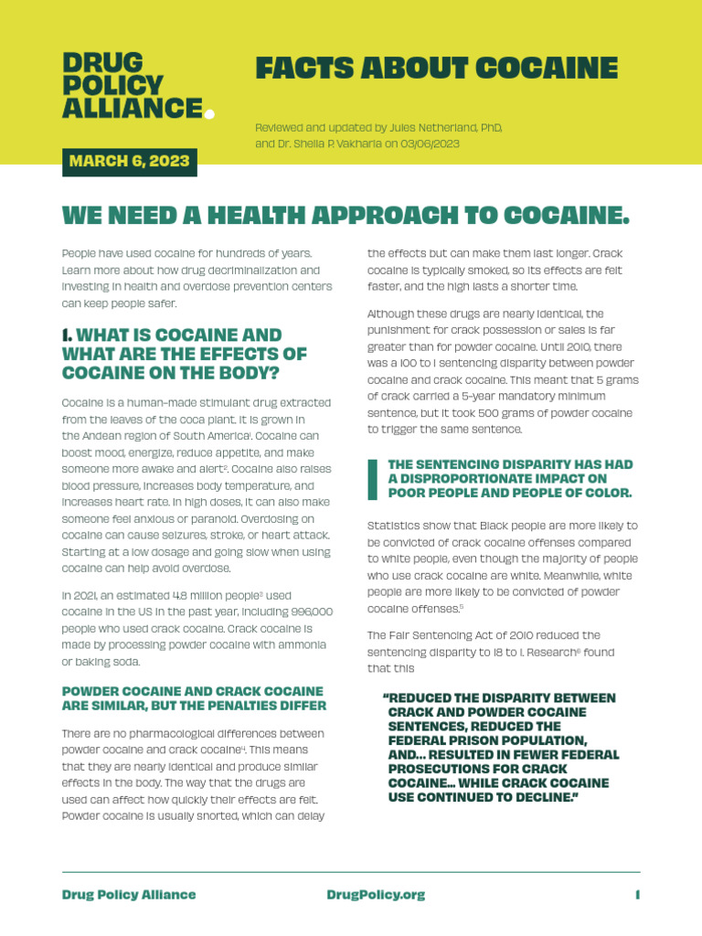 2023.04.05 Cocaine Factsheet | PDF | Drug Overdose | Substance Use Disorder