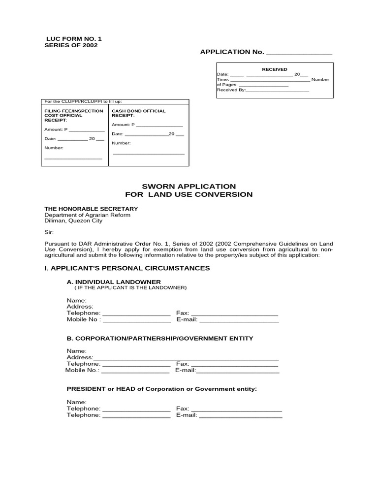 LUC Form 1 Application | PDF | Perjury