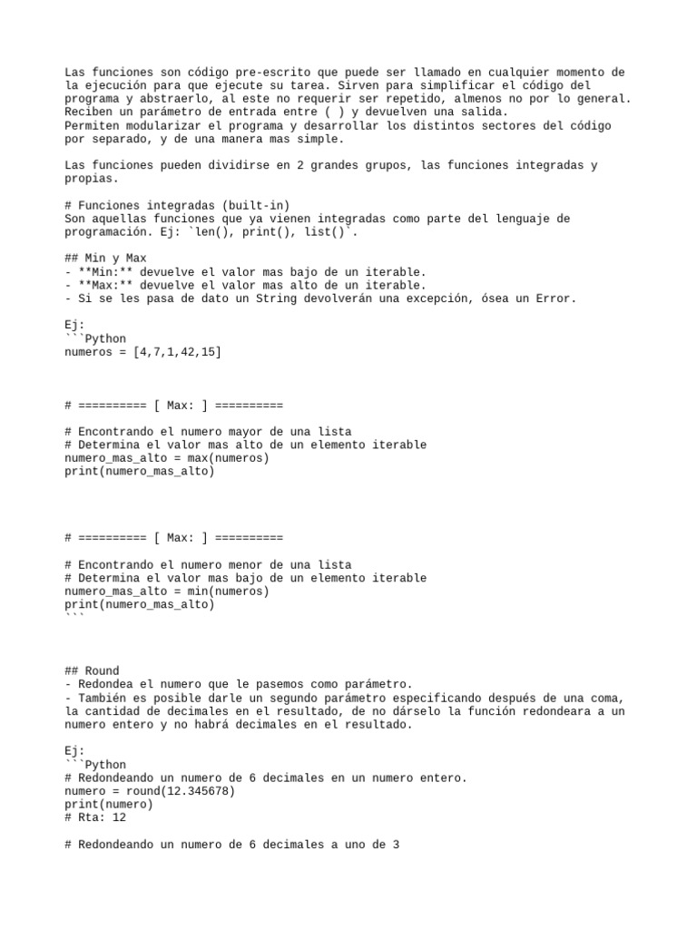 Funciones / Notas de Python | PDF | Python (lenguaje de programación ... Funciones / Notas de Python | PDF | Python (lenguaje de programación ...
