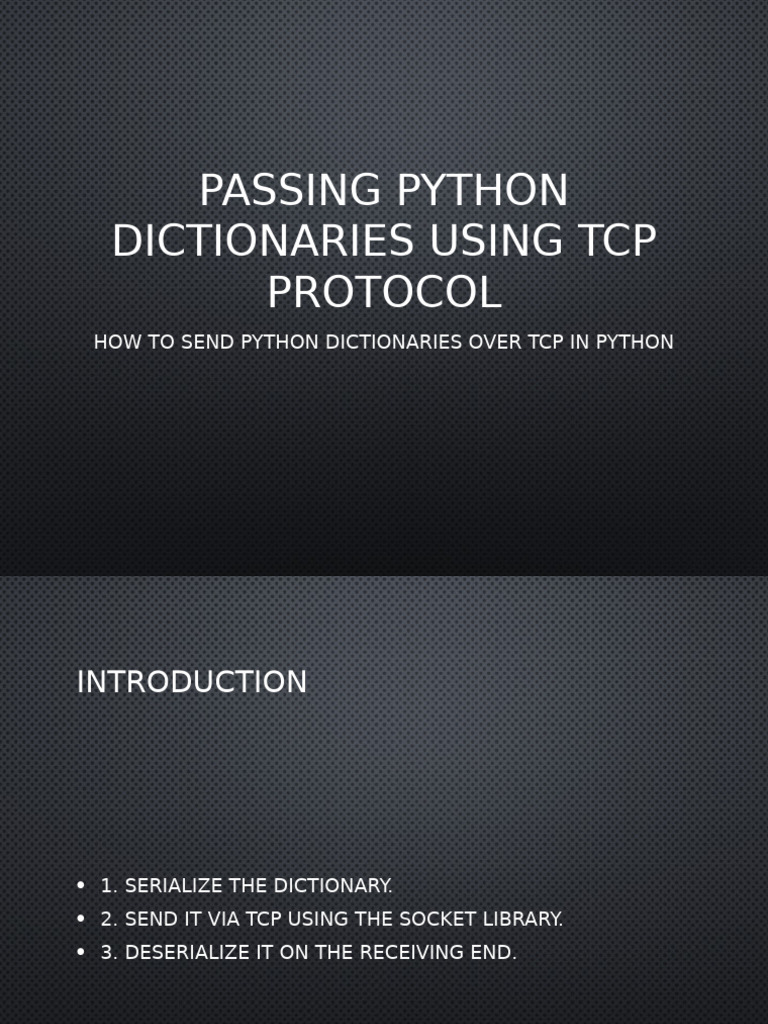 Sending Python Dicts via TCP | PDF