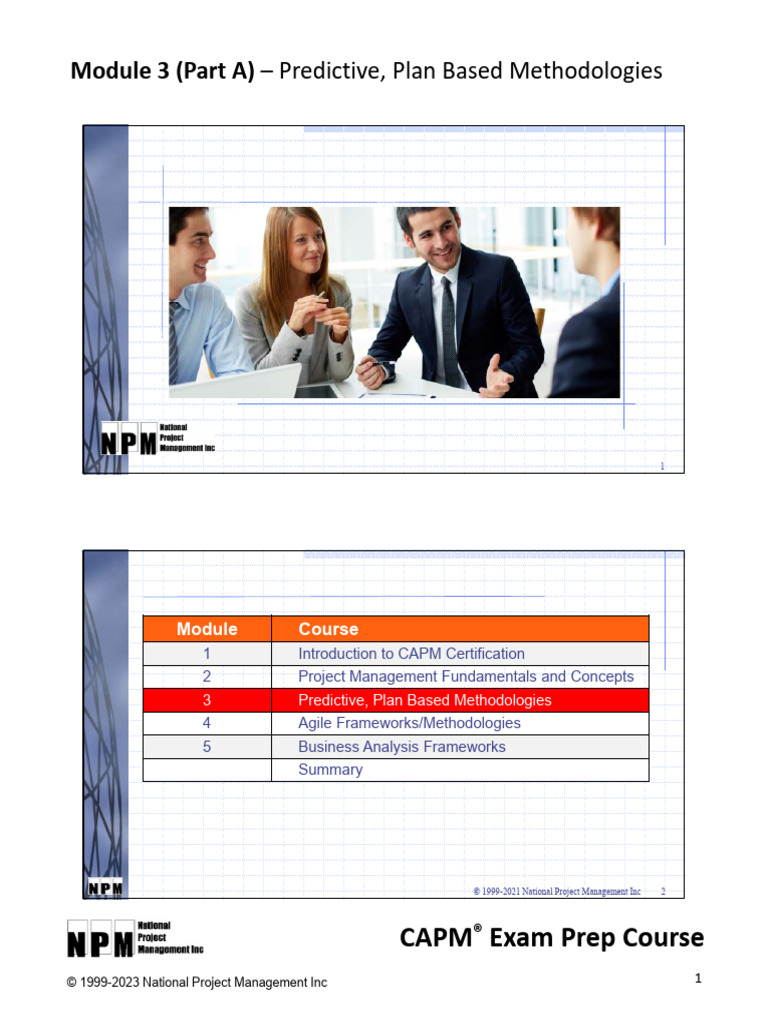 Module 3 - Predictive, Plan Based Methodologies (Part A) 1 | PDF ...