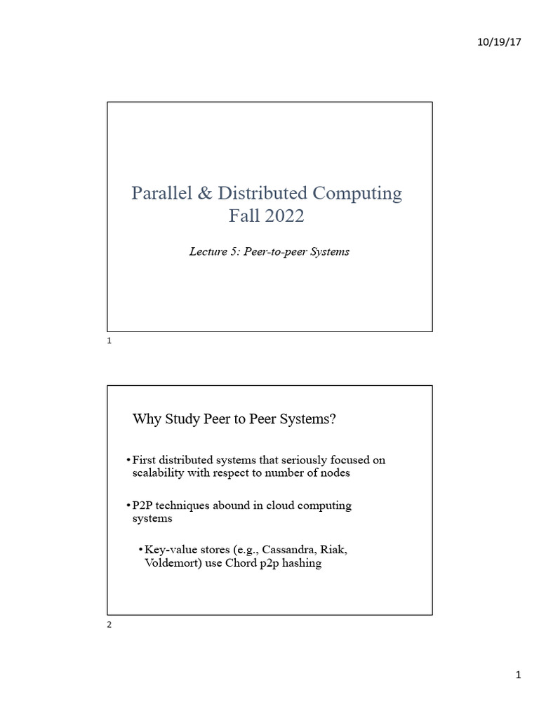 Lecture 5 - Peer to Peer Systems | PDF | Peer To Peer | Internet Standards