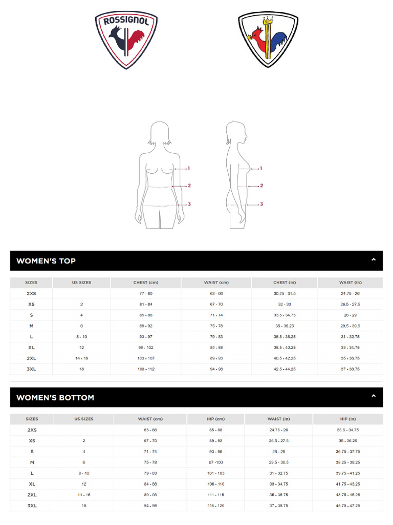 Rossignol JC de Castelbajac Size Chart Ski Odeca | PDF