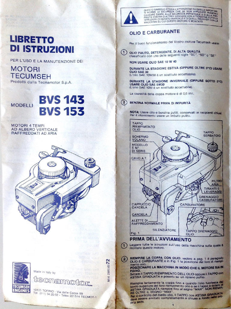 Motore Tecumseh BVS 143 - BVS 153 | PDF