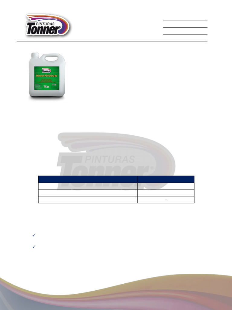Thinner - Poliuretano - Marca - Tonner | PDF | Poliuretano