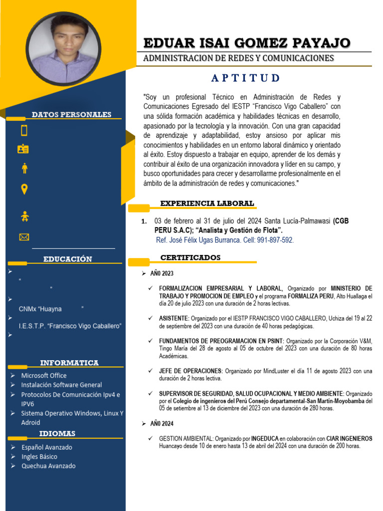 Cv. Eduar Isai Gomes Payajo | PDF | Microsoft | Microsoft Office