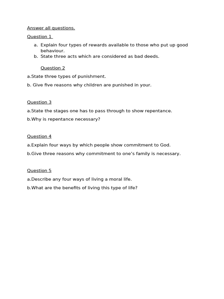 RME Questions and Answers for JHS 3 | PDF