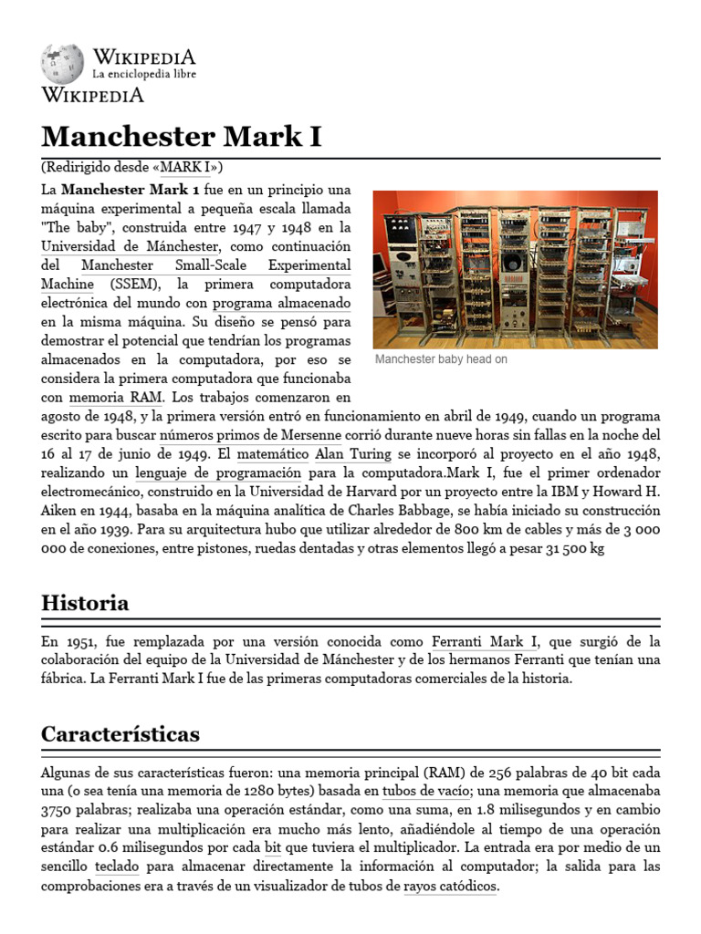 Manchester Mark I | PDF | Tecnología de información y comunicaciones ...