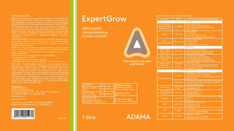 Bula do Fertilizante ExpertGrow | PDF | Agricultura | Batata