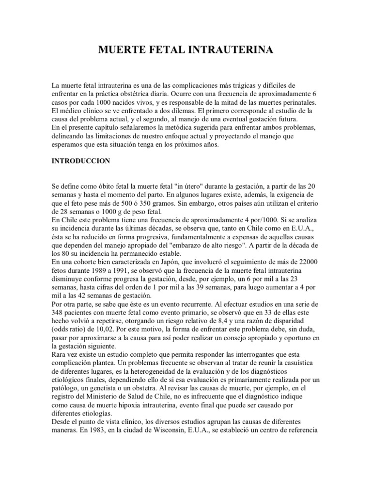 Muerte Fetal Intrauterina | PDF | Placenta | El embarazo