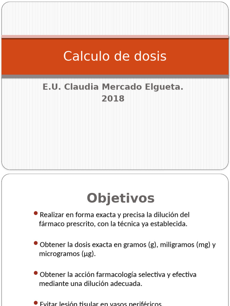 Calculo de Dosis | PDF | Medicamentos con receta | Concentración