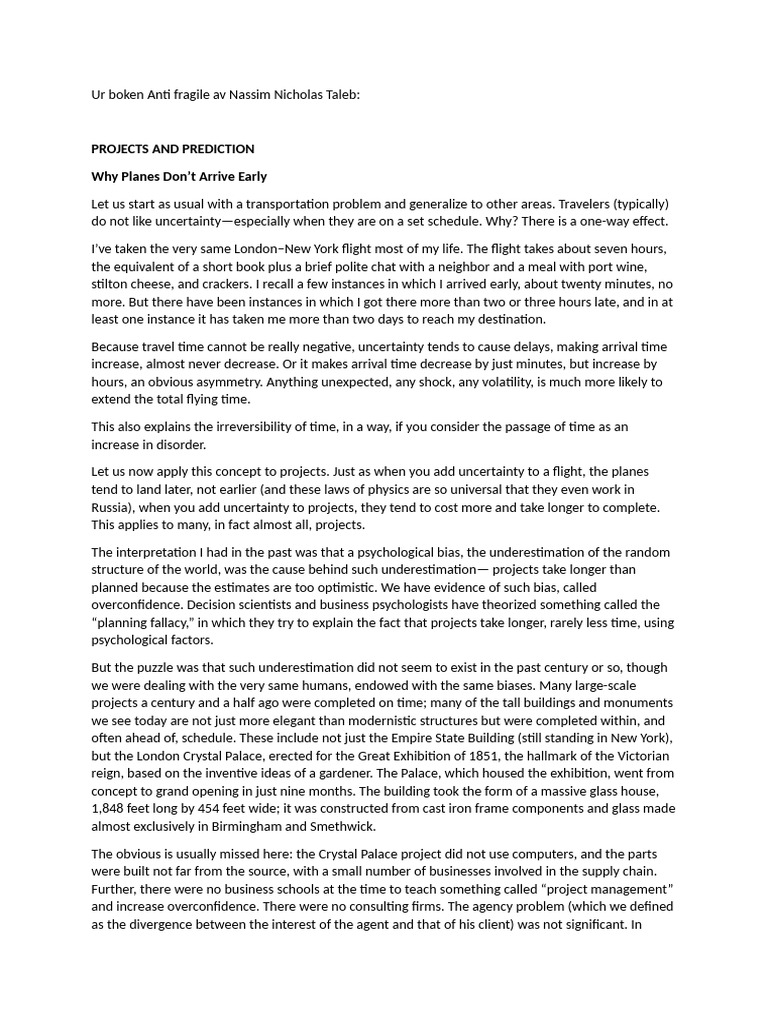 Inför Block 3. Ur Boken Anti Fragile Av Nassim Nicholas Taleb | PDF ...