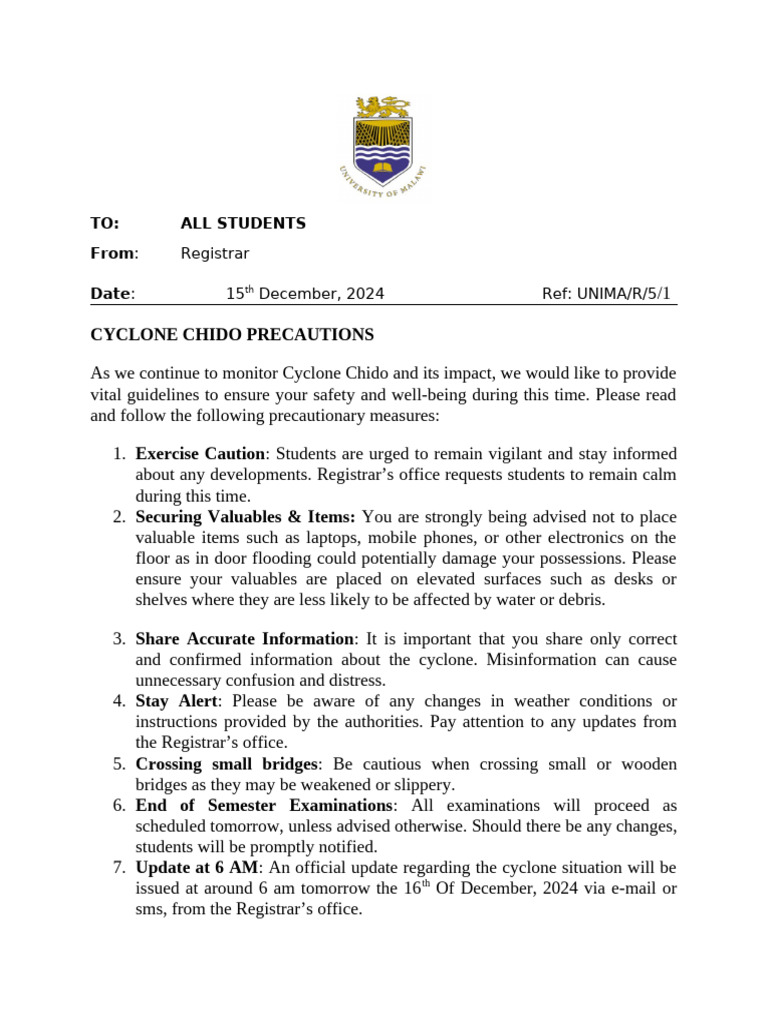 Cyclone Precautions | PDF