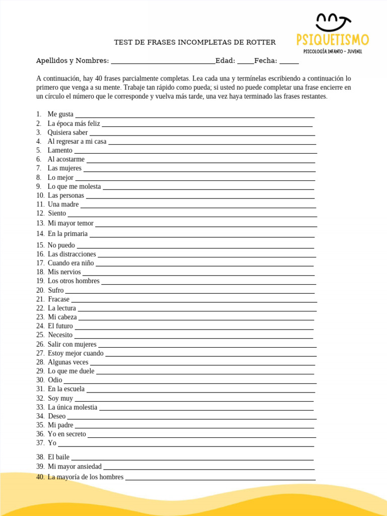 Test Frases Incompletas de Rotter | PDF