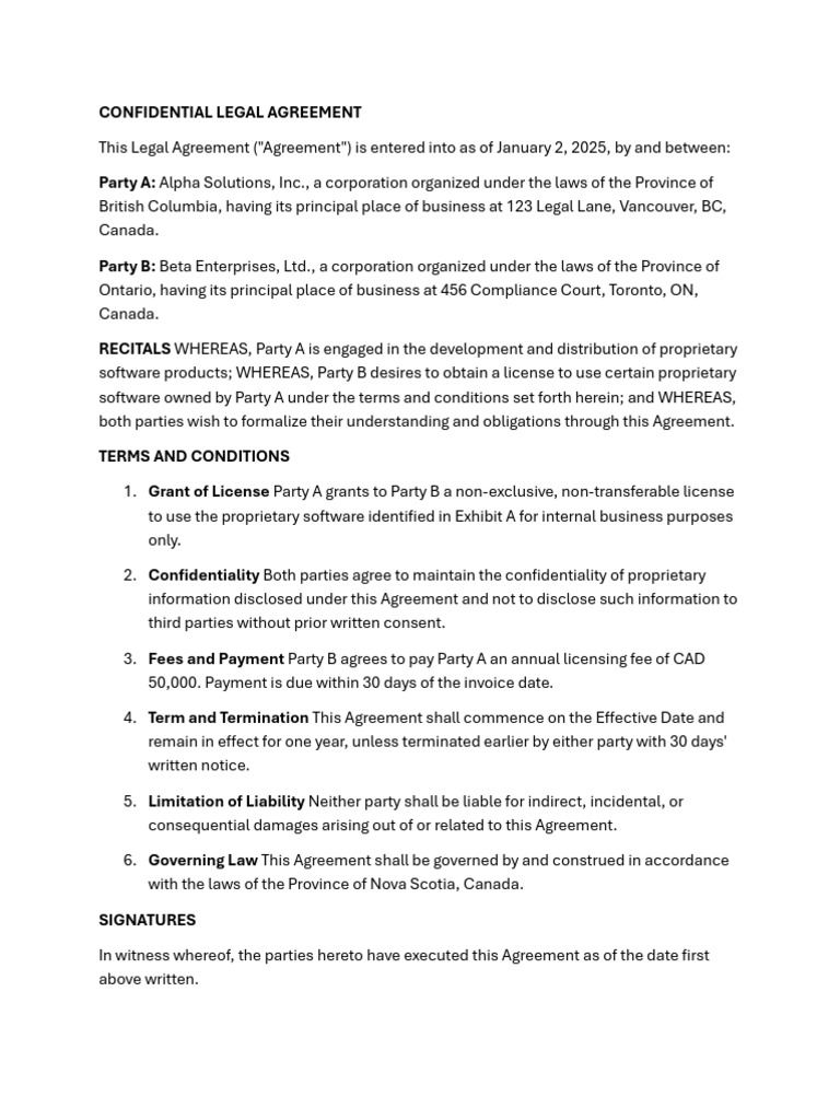 Confidential Legal Agreement | PDF