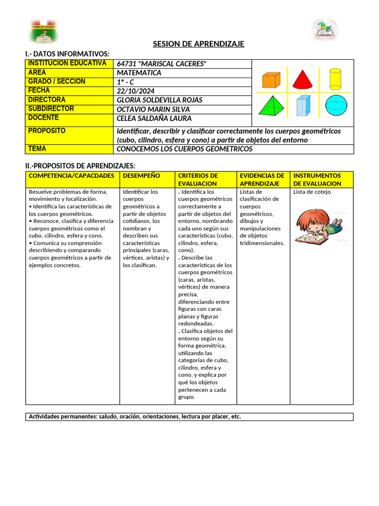 Conocemos Los Cuerpos Geometricos | PDF | Evaluación | Geometría