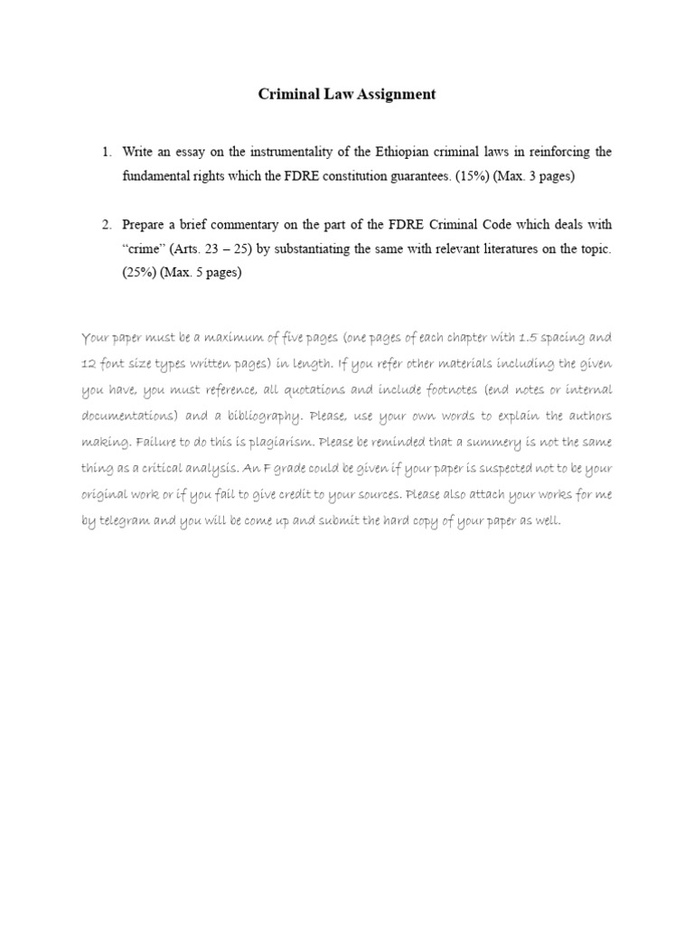 Criminal Law Assignment | PDF