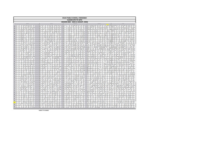 Class Time Table 2022-2023 | PDF