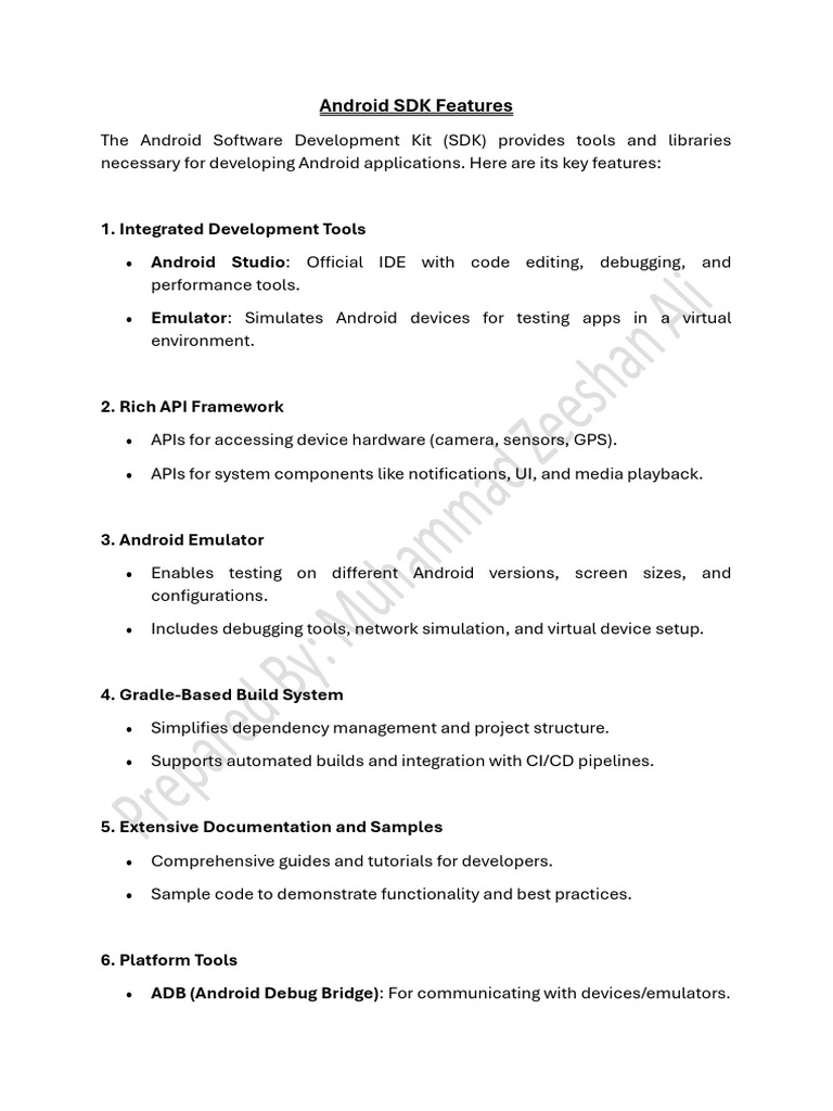 1. Android SDK Features | PDF