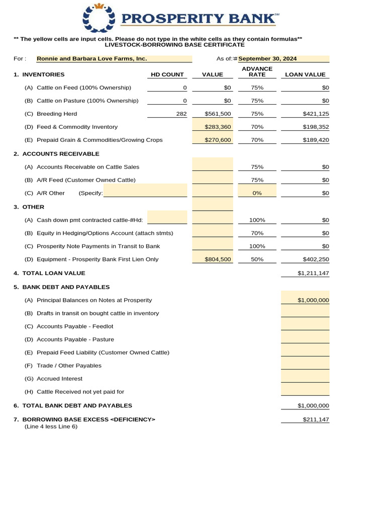 Love Borrowing Base - Livestock with Equip | PDF | Cattle | Financial ...