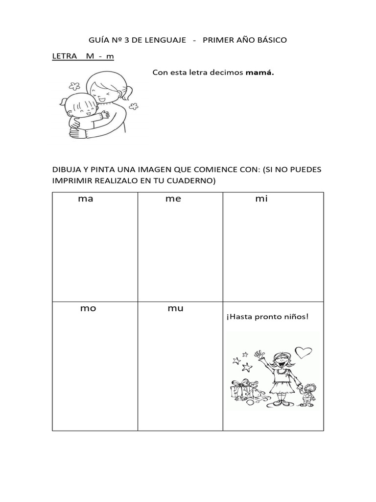 Leng 1° Guía #3 Letra M | PDF